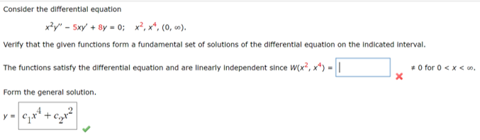 Solved Consider the differential equation x?y" - 5xy' + 8y = | Chegg.com