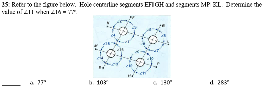 Solved 25: Refer to the figure below. Hole centerline | Chegg.com