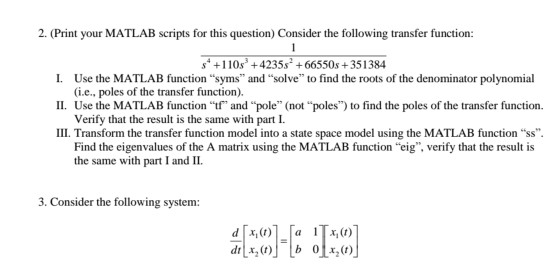 Solved 2. (Print your MATLAB scripts for this question) | Chegg.com