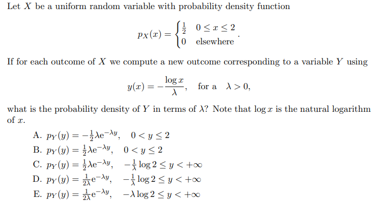 Solved Let X be a uniform random variable with probability | Chegg.com