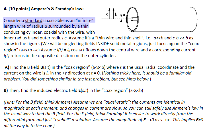 Solved 4. [10 points] Ampere's \& Faraday's law: Consider a | Chegg.com