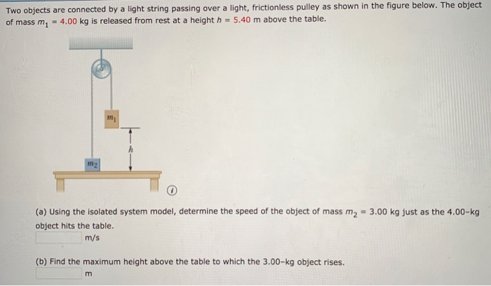 Solved Two objects are connected by a light string passing | Chegg.com