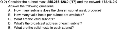 Solved Subnets? Hosts? Valid subnets? Broadcast address for | Chegg.com