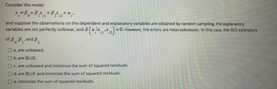 Solved Consider the model yi=β0+β1xi1+β2xi2+ui, and suppose | Chegg.com