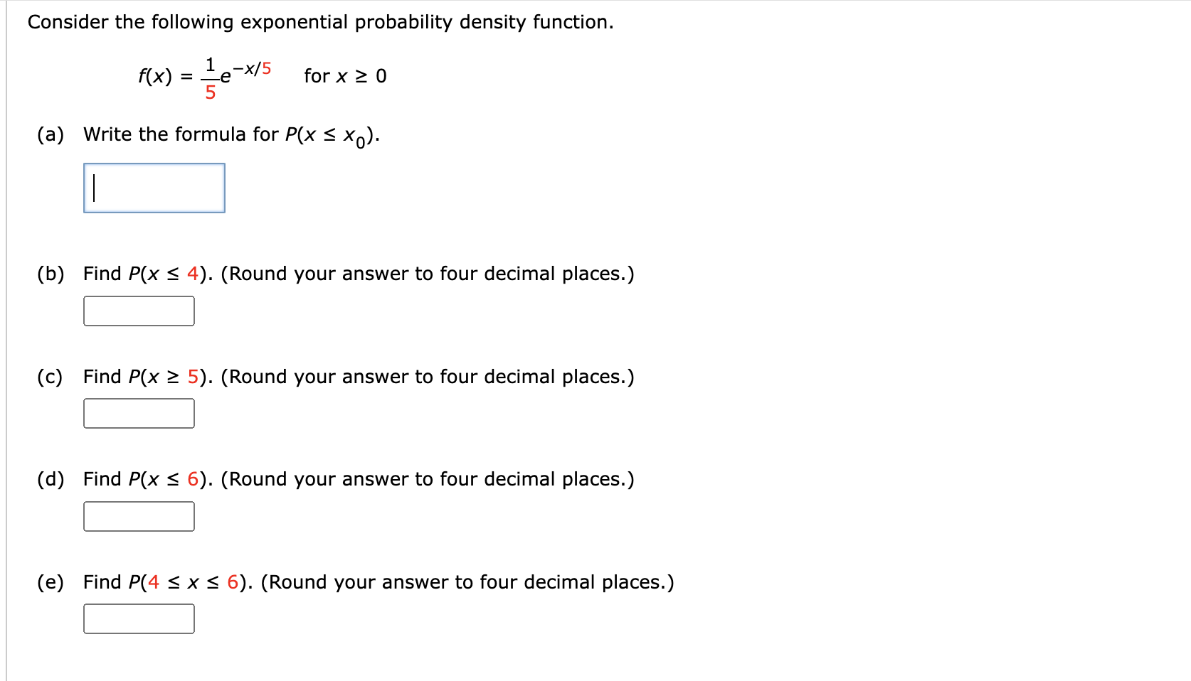 Solved Consider the following exponential probability | Chegg.com