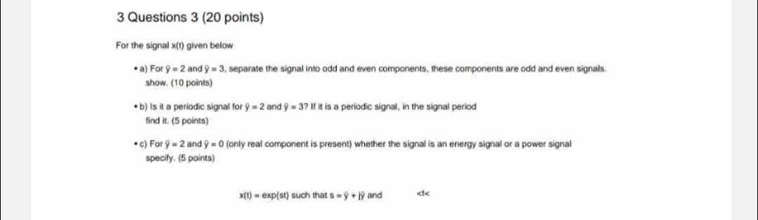 Solved 1 Question 1 (20 points) For the signal whose graph | Chegg.com