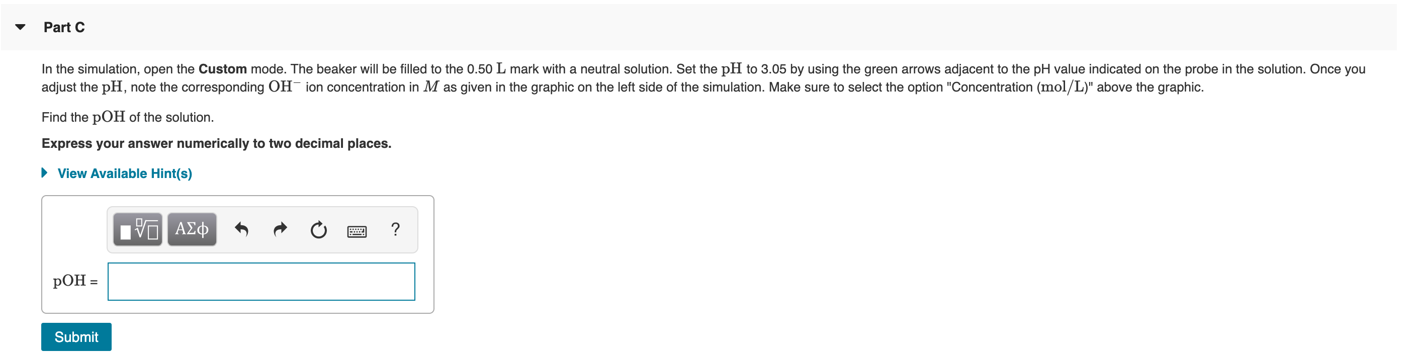 Solved Part In the simulation, open the Custom mode. The | Chegg.com