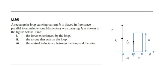 Solved 14) A rectangular loop carrying current is placed in | Chegg.com