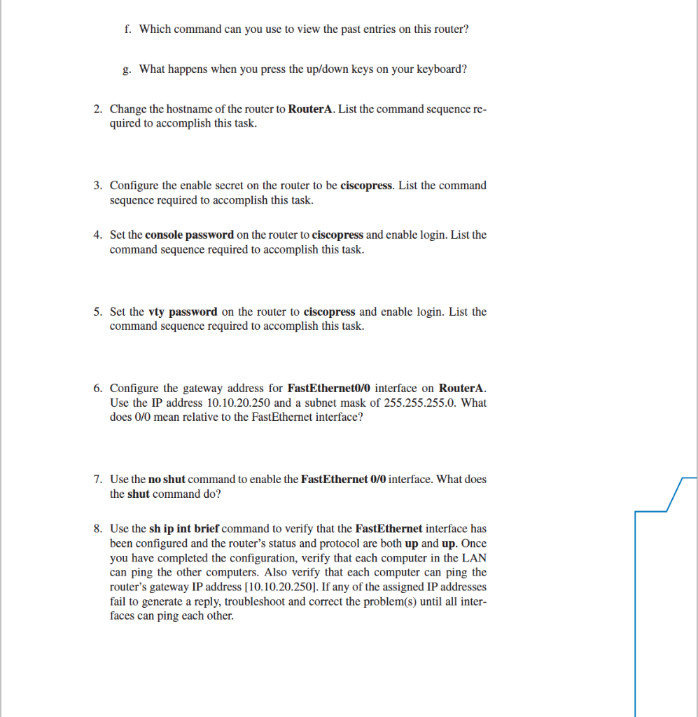 LAB 5: BASIC ROUTER CONFIGURATION AND THE | Chegg.com