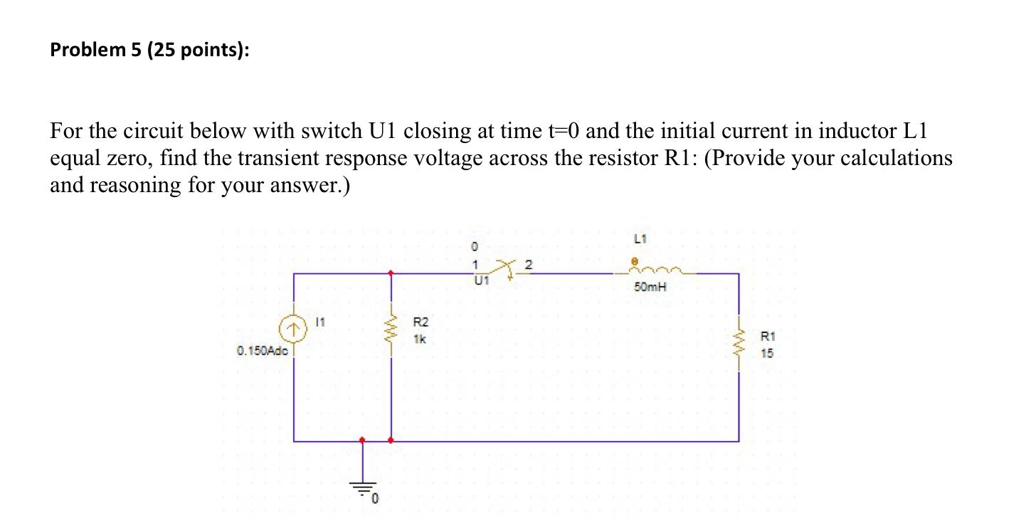 Solved Problem 5 (25 points): For the circuit below with | Chegg.com