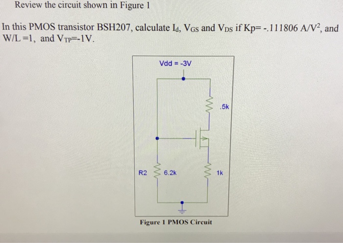 Solved Review the circuit shown in Figure 1 In this PMOS | Chegg.com