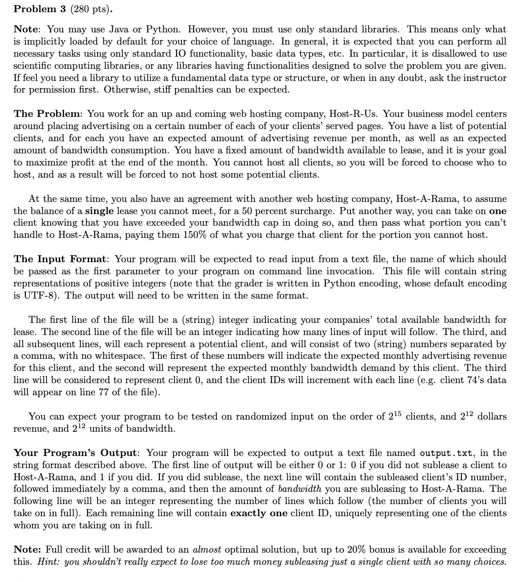 Solved Problem 3 (280 ﻿pts).Note: Use Python for coding. | Chegg.com