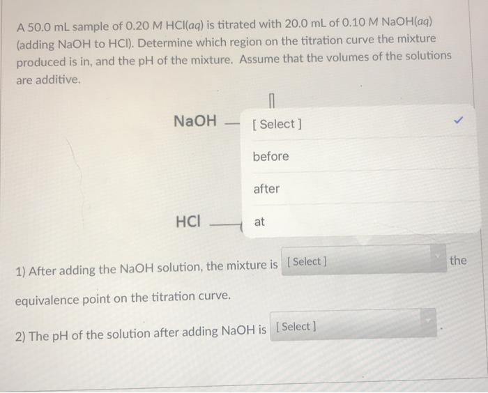 Solved A 50.0 mL sample of 0.20 M HCI(aq) is titrated with | Chegg.com