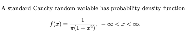 A standard Cauchy random variable has probability | Chegg.com