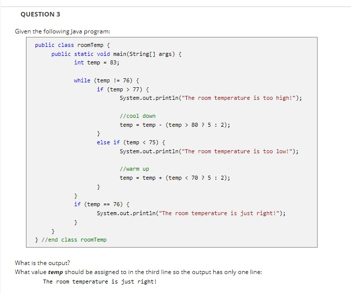 Solved QUESTION 3 Given the following Java program: public | Chegg.com