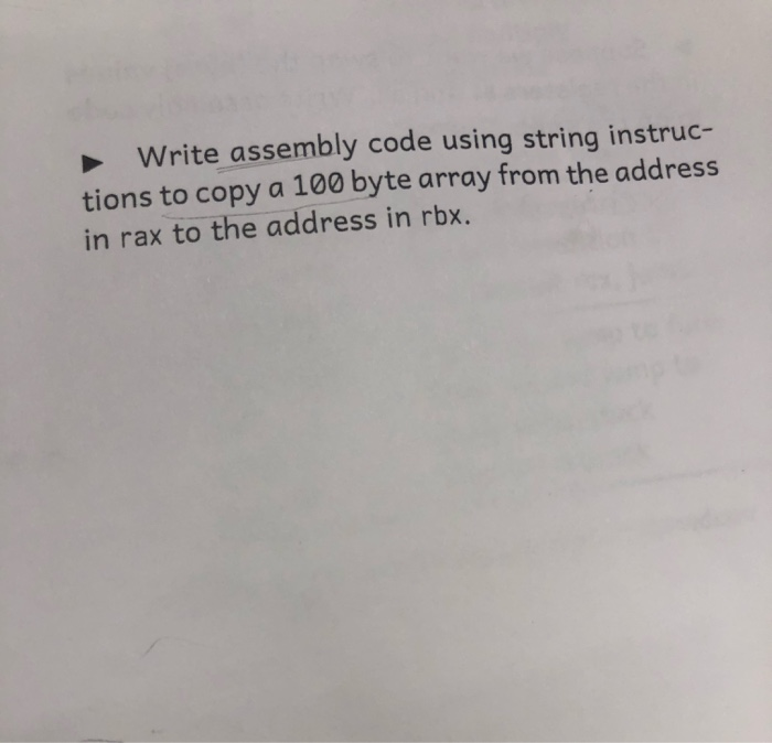 Solved Write assembly code using string instruc- tions to | Chegg.com