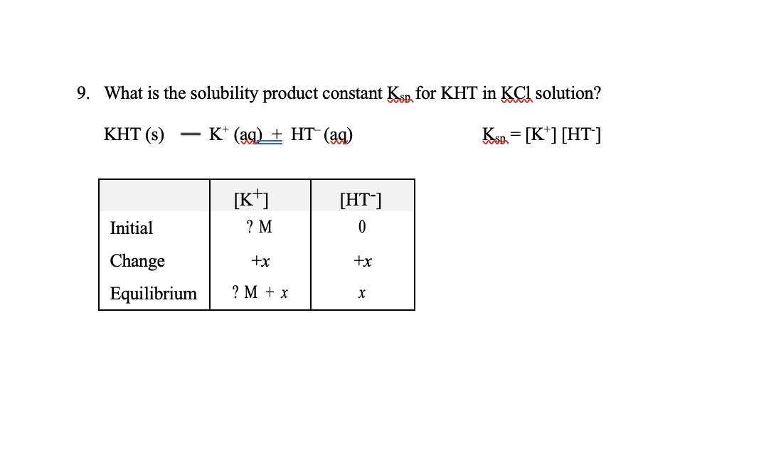 Solved Part 2: Solubility of KHT in KCl solution. Must show | Chegg.com