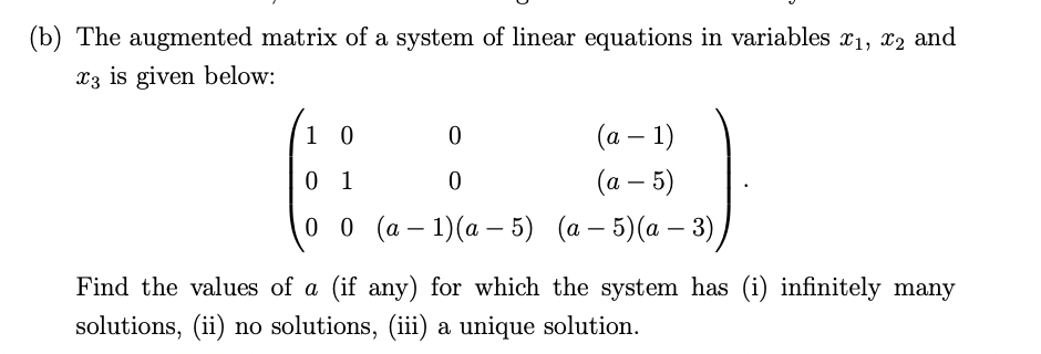 Solved The augmented matrix of a system of linear equations | Chegg.com