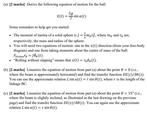 Solved (a) [2 marks] Derive the following equation of motion | Chegg.com