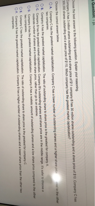 Solved hoose the best answer to the following question. | Chegg.com