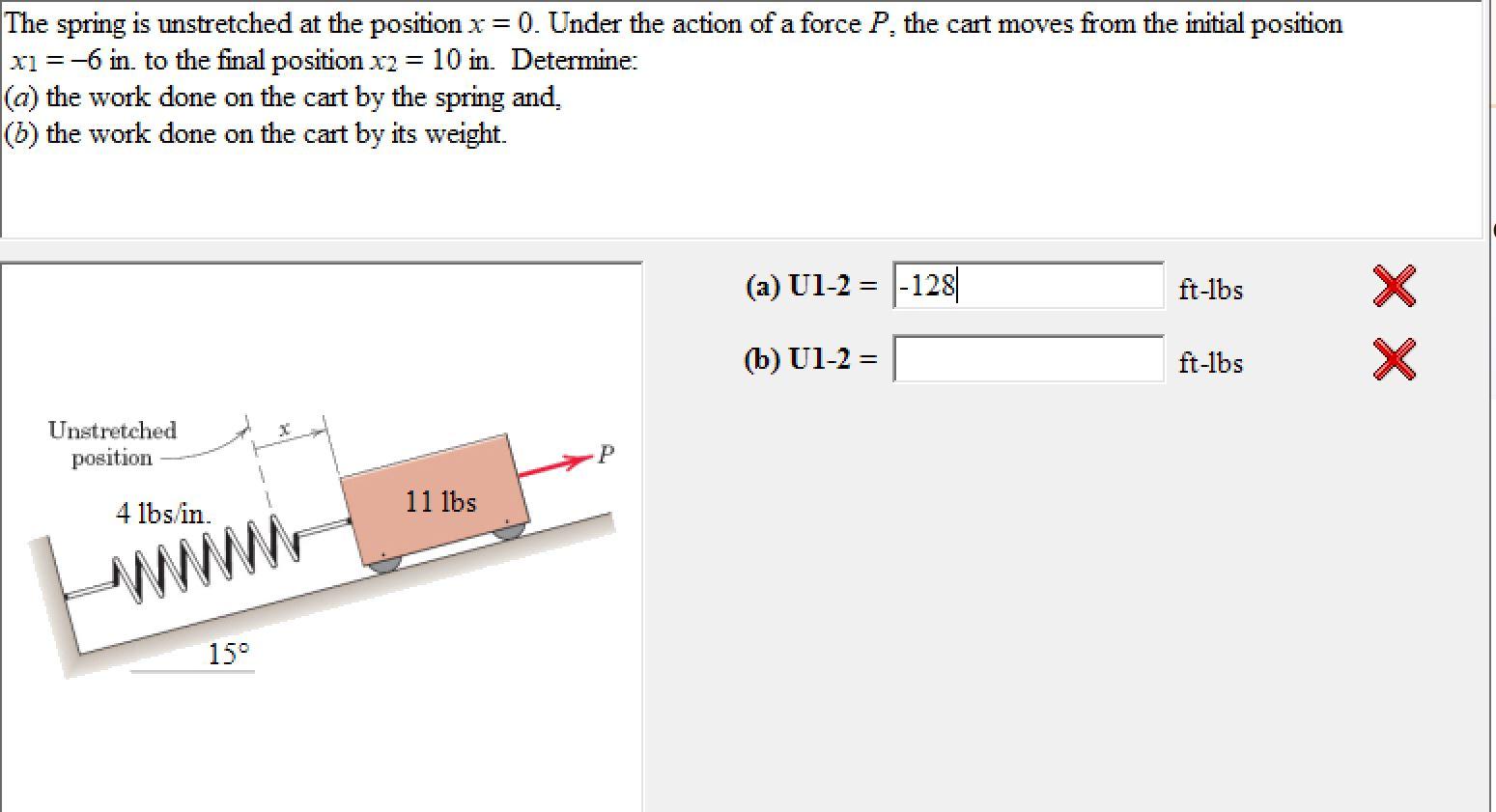 Solved = The spring is unstretched at the position x = 0. | Chegg.com