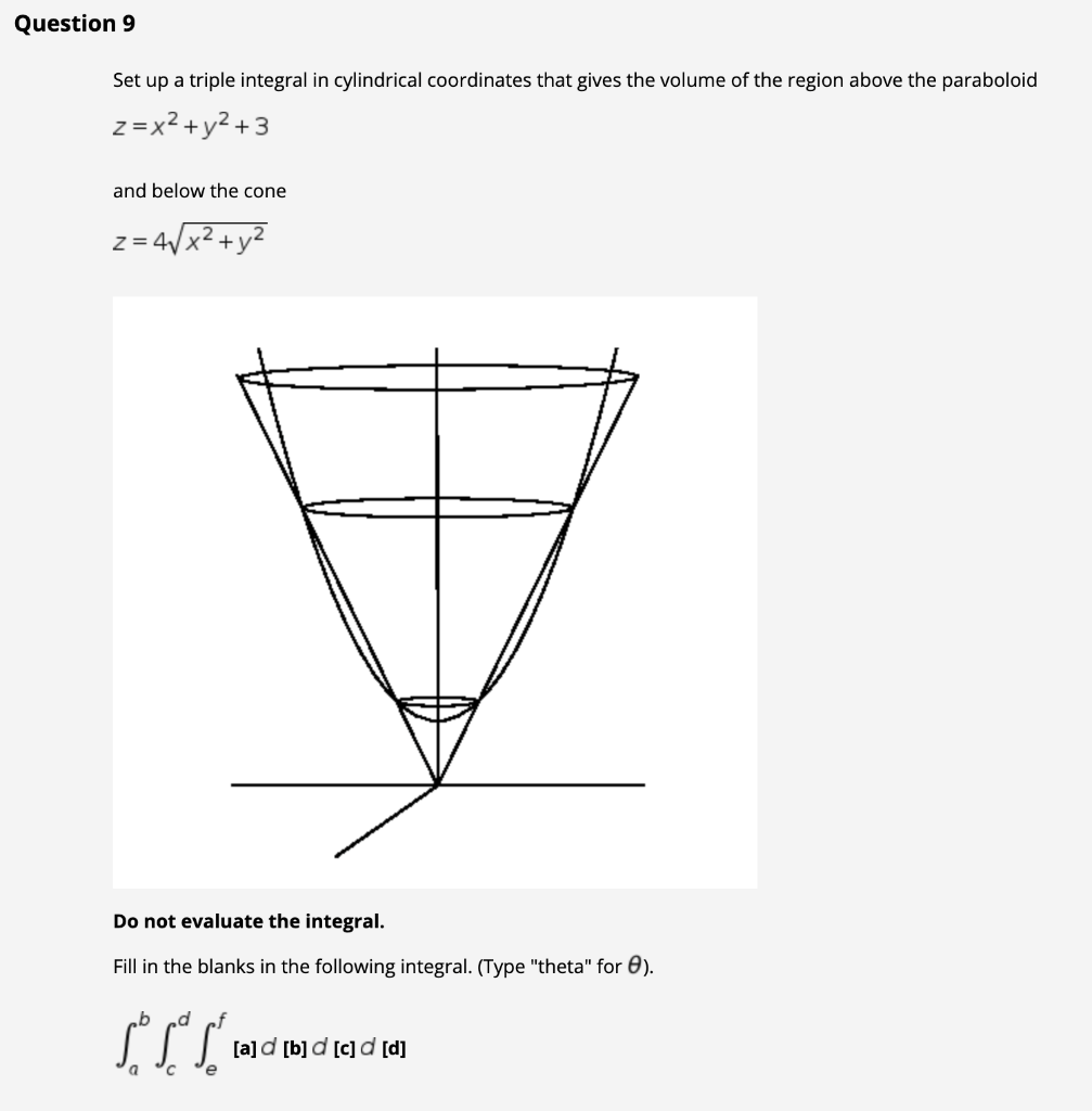 Solved Question 9 Set up a triple integral in cylindrical | Chegg.com