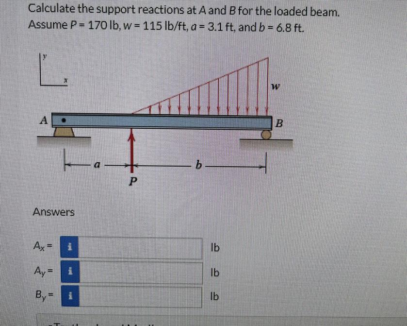 Solved Calculate the support reactions at A and B for the | Chegg.com