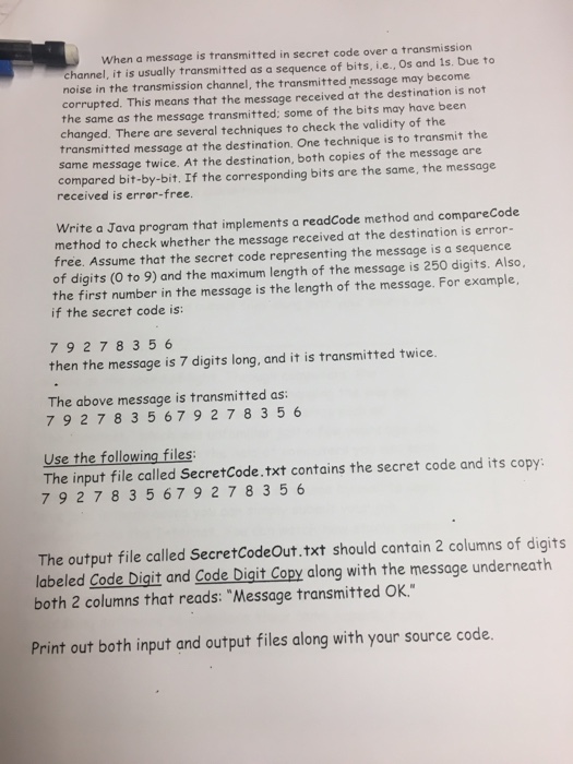 Solved When a message is transmitted in secret code over a | Chegg.com