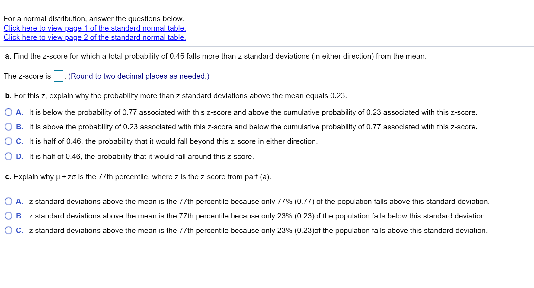 Solved For a normal distribution, answer the questions | Chegg.com