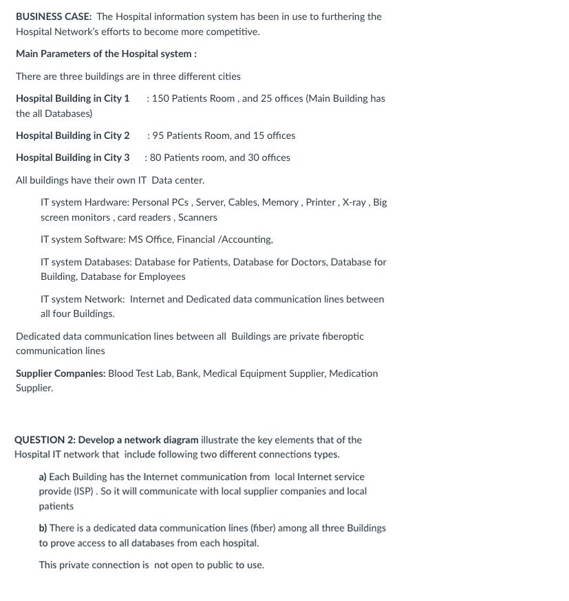 Solved Main Parameters Of The Hospital System There Are