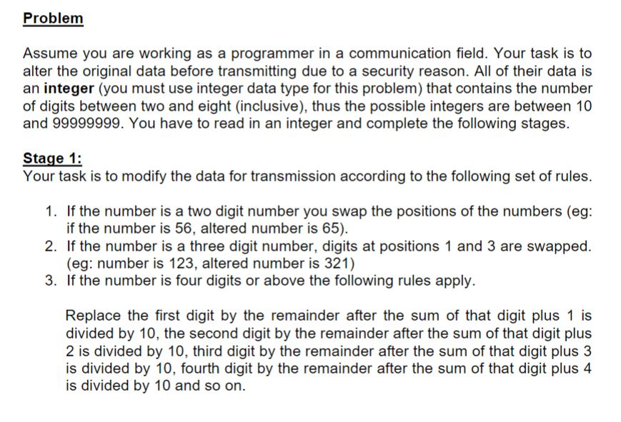 Problem Assume you are working as a programmer in a | Chegg.com