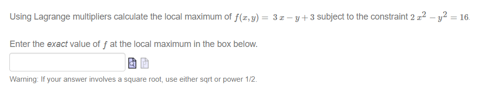 Solved Using Lagrange multipliers calculate the local | Chegg.com