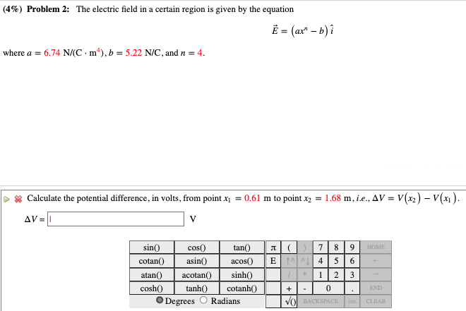 Solved (4\%) Problem 2: The electric field in a certain | Chegg.com