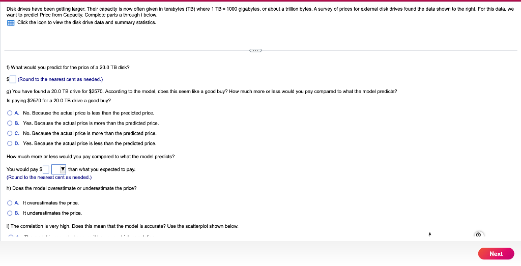 Solved want to predict Price from Capacity, Complete parts a | Chegg.com