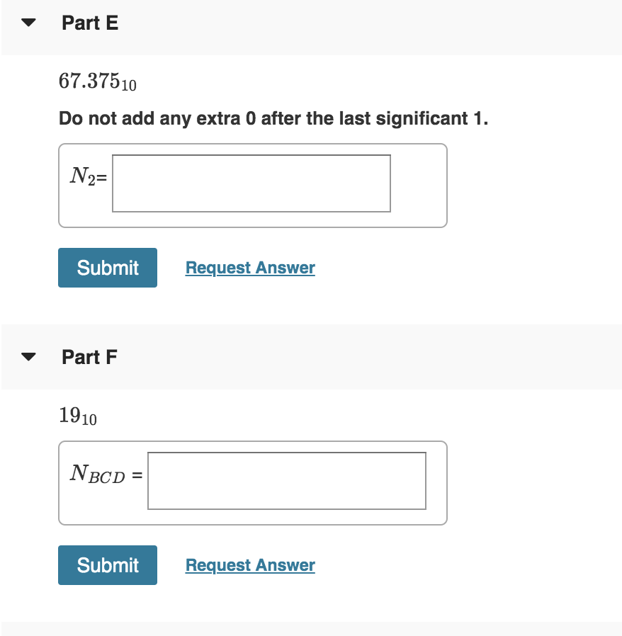 Solved Express the following decimal numbers in binary form | Chegg.com