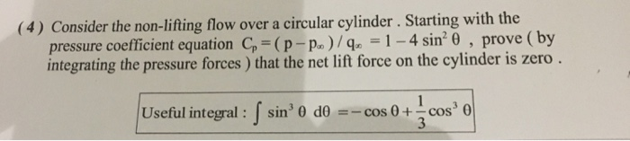 Solved (4) Consider the non-lifting flow over a circular | Chegg.com