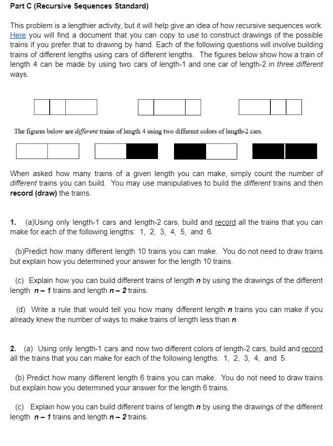 Solved Part C (Recursive Sequences Standard) This problem is | Chegg.com