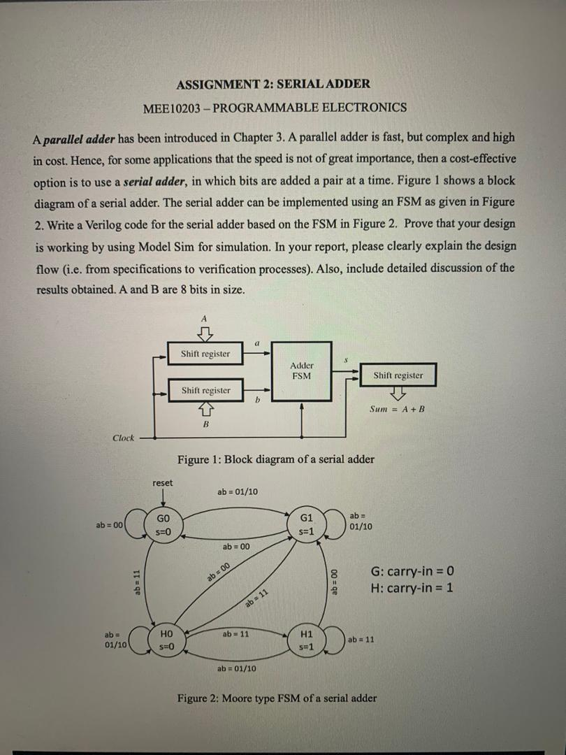 Solved Assignment 2 Serial Adder Mee10203 Programmable 