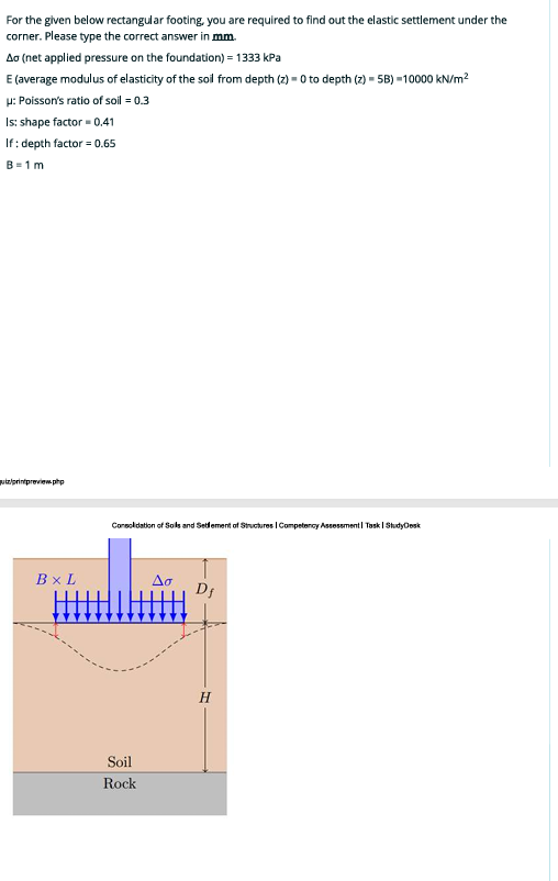 Solved For the given below rectangular footing, you are | Chegg.com