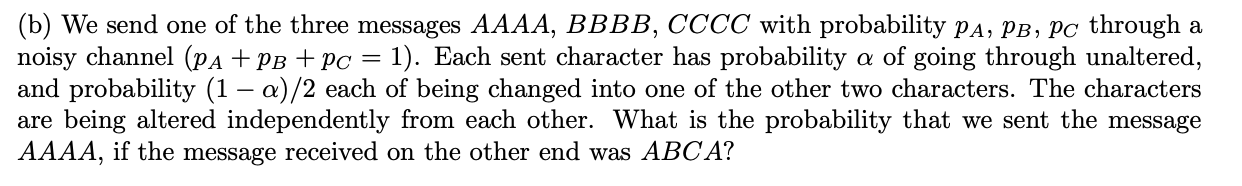 Solved We send one of the three messages AAAA,BBBB,CCCC | Chegg.com