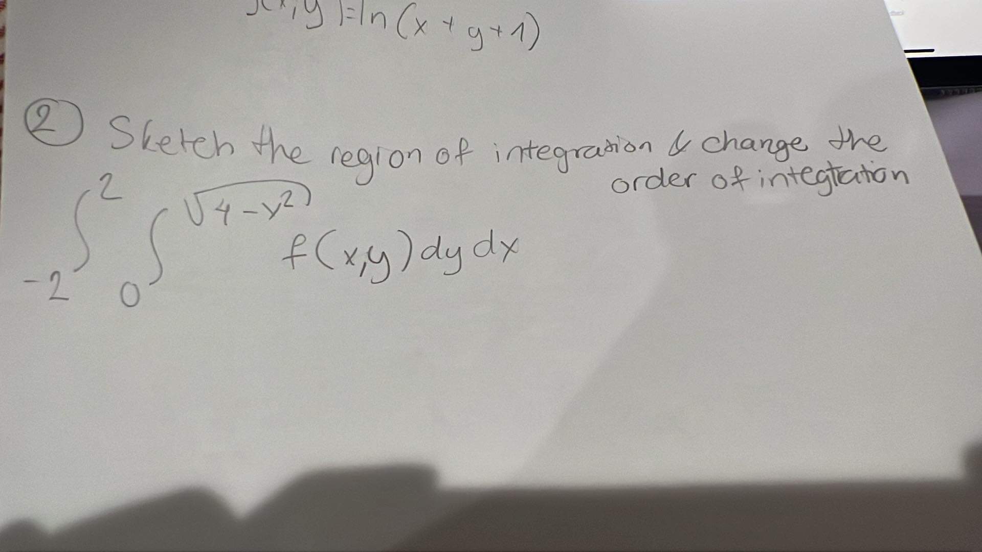 Solved (2) Sketch the region of integration \& change the | Chegg.com