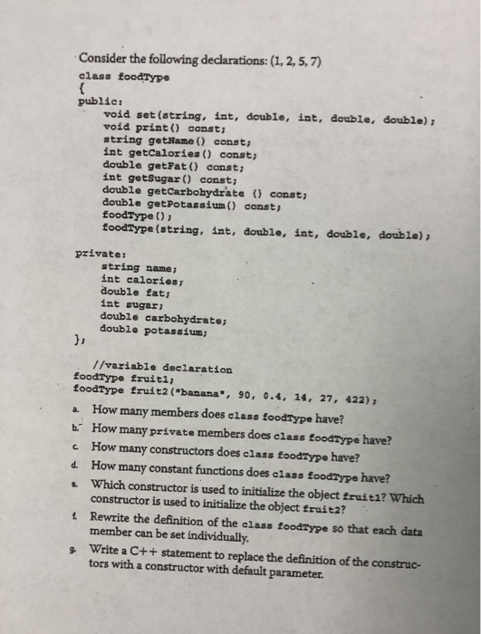 Solved Consider The Following Declarations 1 2 5 7