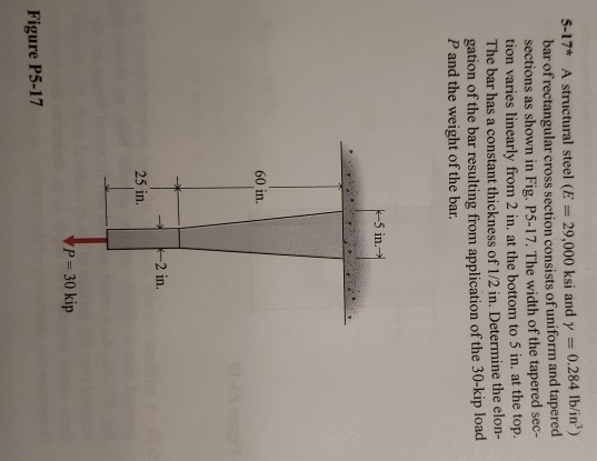 Solved 5-17* A structural steel (E = 29,000 ksi and y = | Chegg.com