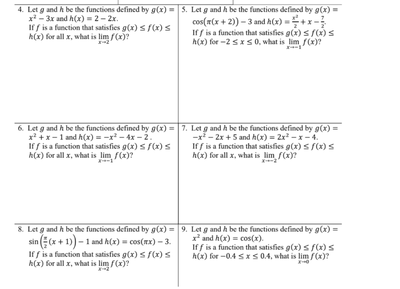 Solved = 4. Let g and h be the functions defined by g(x) = | Chegg.com