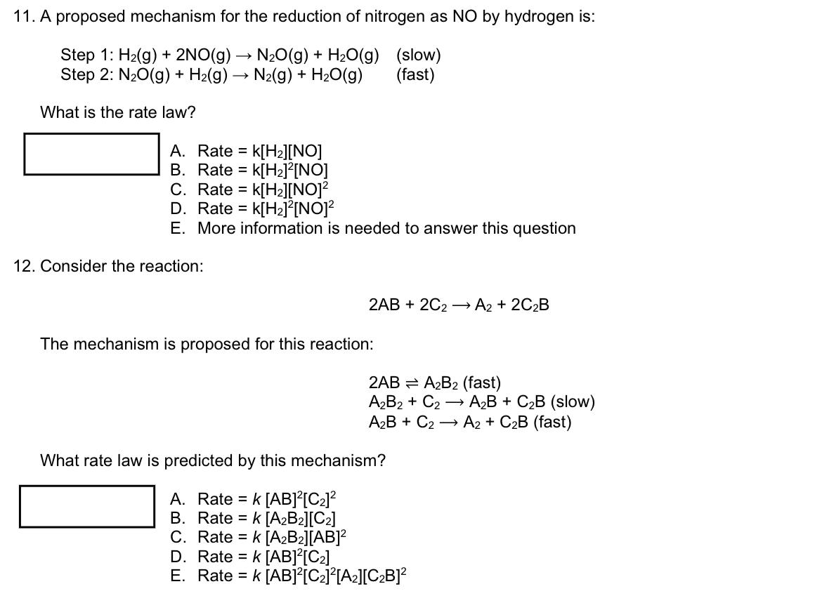Solved 11. A proposed mechanism for the reduction of | Chegg.com