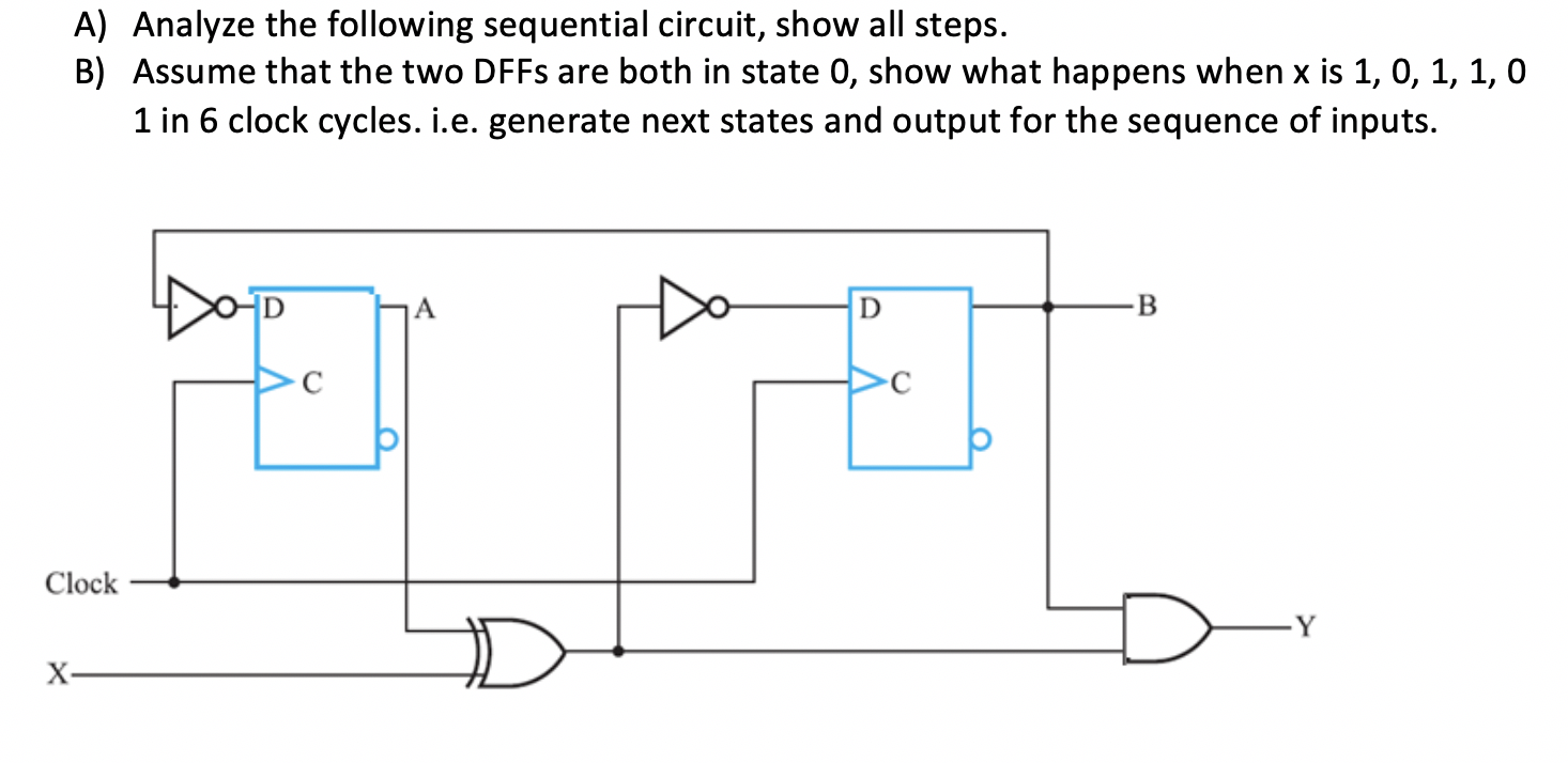 Solved A) Analyze the following sequential circuit, show all | Chegg.com