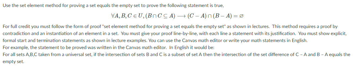 Solved Use the set element method for proving a set equals | Chegg.com