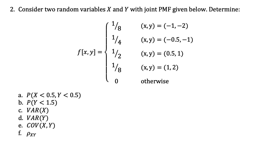 Solved 2 Consider Two Random Variables X And Y With Joint