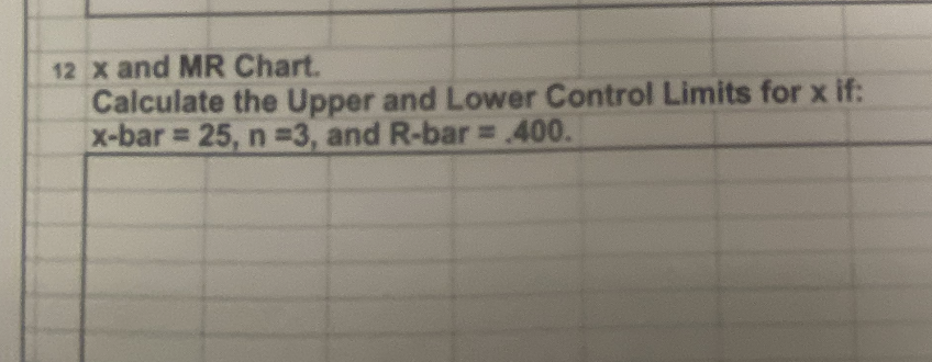 Solved 2x and MR Chart. Calculate the Upper and Lower | Chegg.com