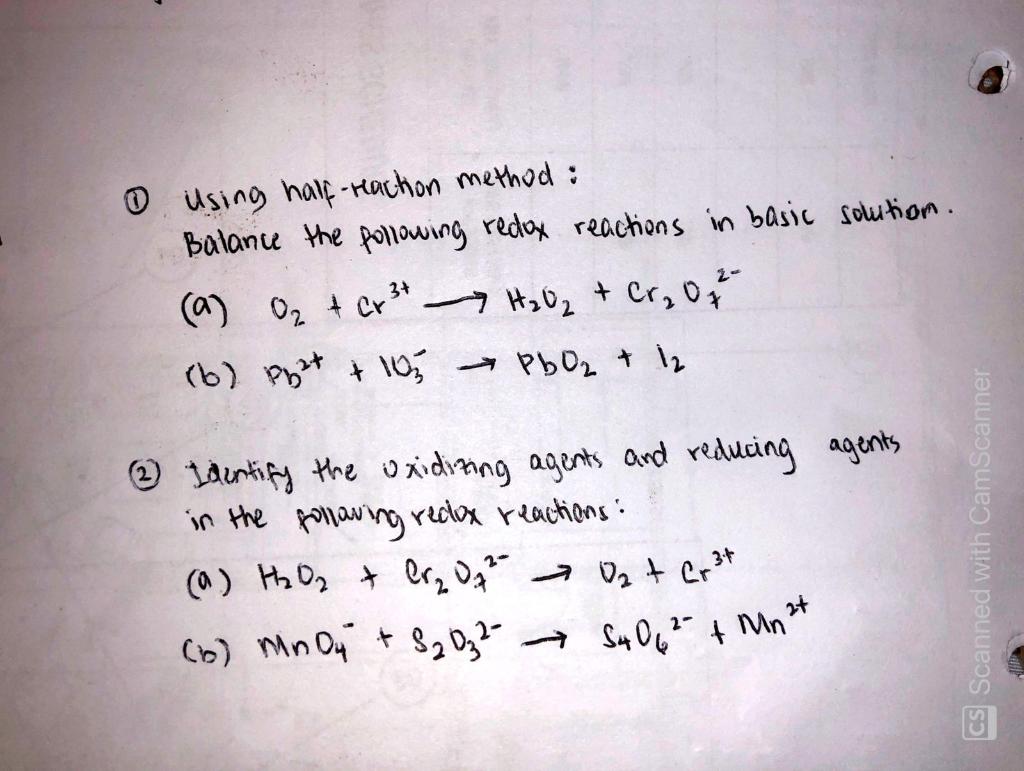 Solved using half-reaction method : Balance the following | Chegg.com